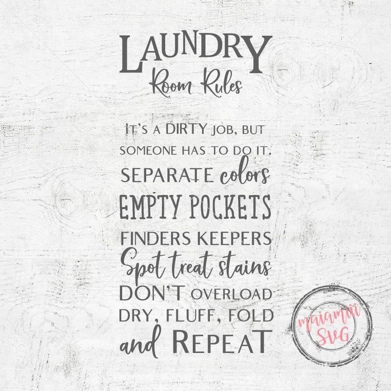 Laundry Room Rules SVG - So Fontsy