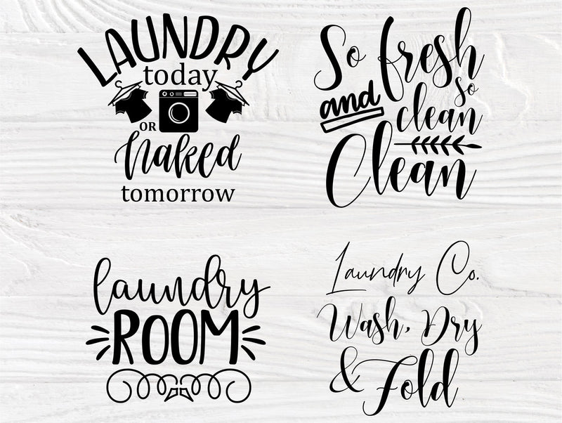 Laundry SVG Bundle, Laundry Room Signs, Cut Files - So Fontsy