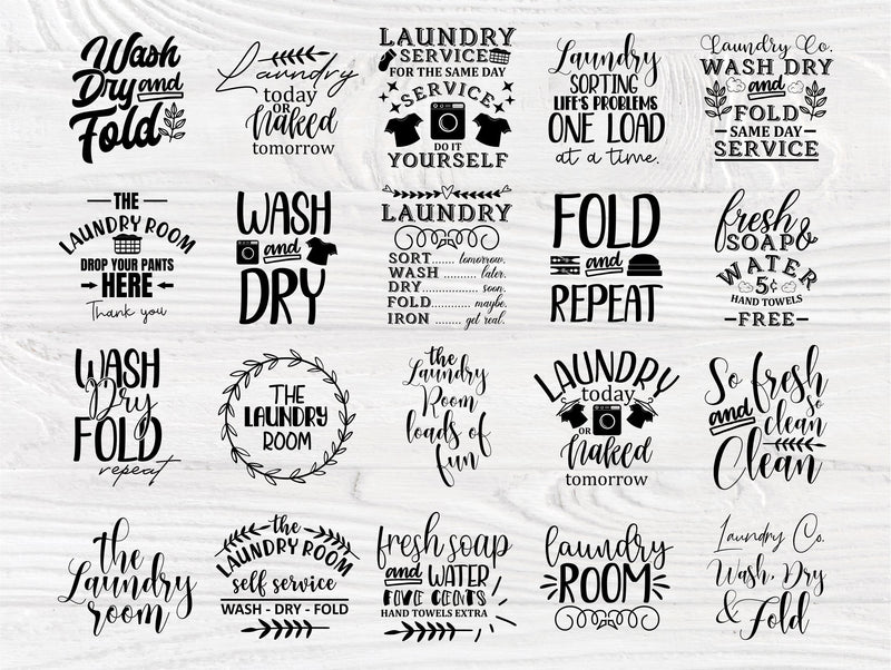 Laundry SVG Bundle, Laundry Room Signs, Cut Files - So Fontsy