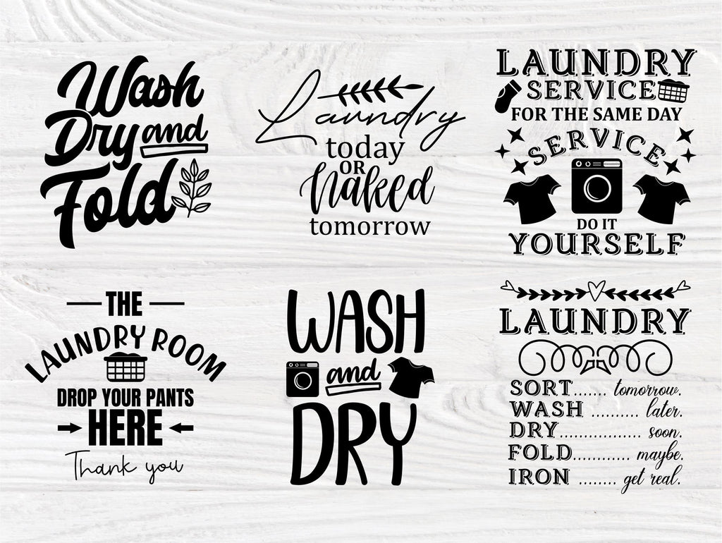 Laundry SVG Bundle, Laundry Room Signs, Cut Files - So Fontsy