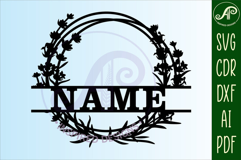 Lavender Name sign svg laser cut template - So Fontsy