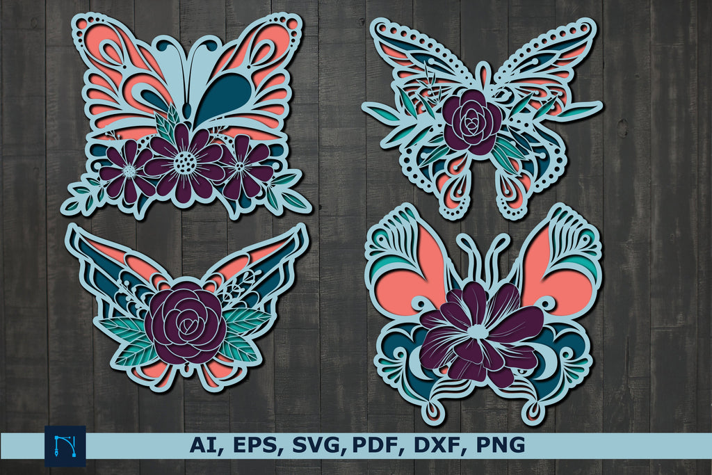 layer 3D butterfly paper cut SVG bundle - So Fontsy