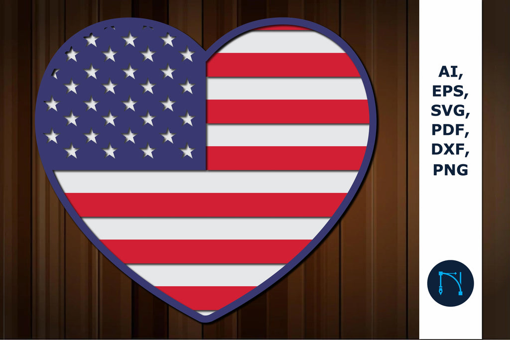 Layer American flag with heart SVG - So Fontsy