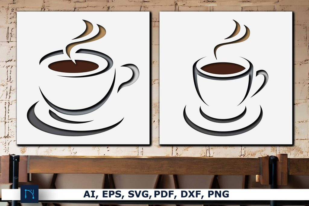 layer Paper cut Coffee time sign SVG - So Fontsy