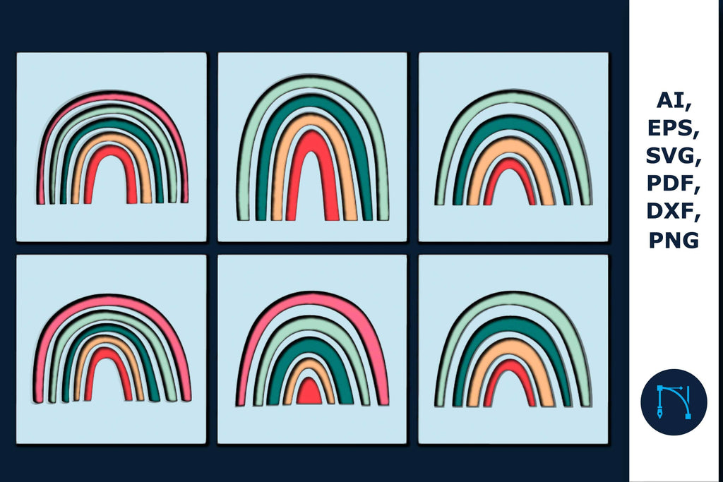 Layer rainbow Shadow Box SVG Bundle - So Fontsy