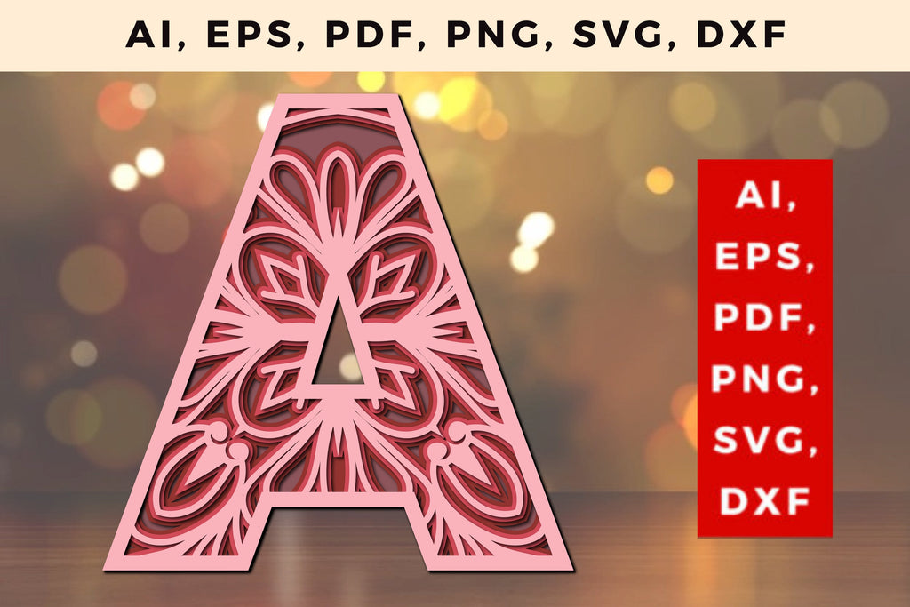 Layered Alphabet A Letter 3D Mandala Svg - So Fontsy