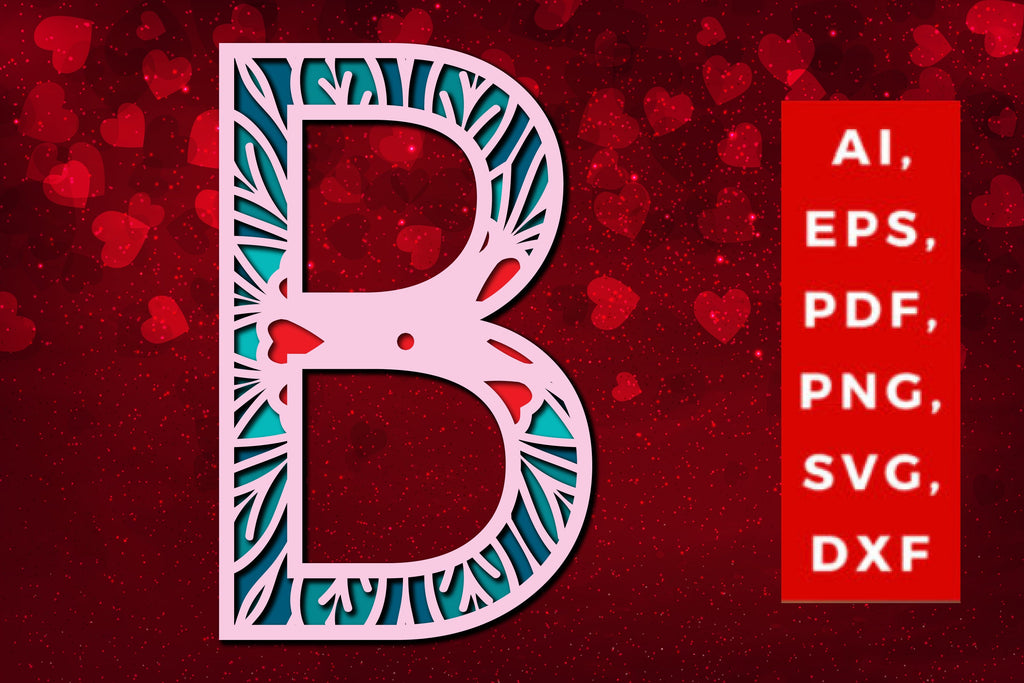 Layered Alphabet b Letter valentine Svg - So Fontsy