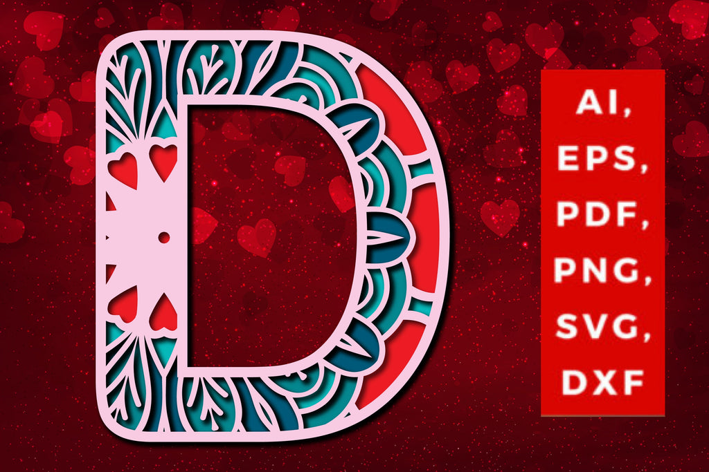 Layered Alphabet D Letter valentine Svg - So Fontsy