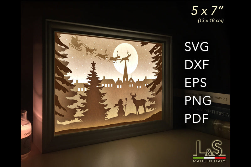 Layered Christmas Village Svg | Light Shadow Box Template - So Fontsy