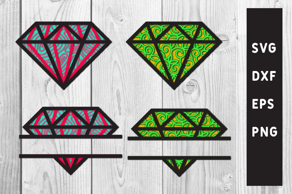 Layered Diamond 3d Monogram Svg Cut File - So Fontsy