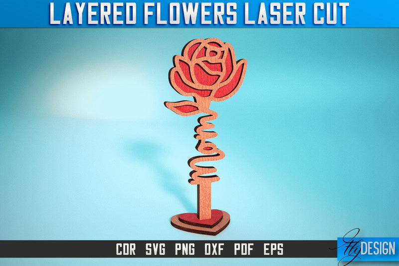 Layered Flower Laser Cut SVG | Laser Flower SVG Design | CNC Files - So ...