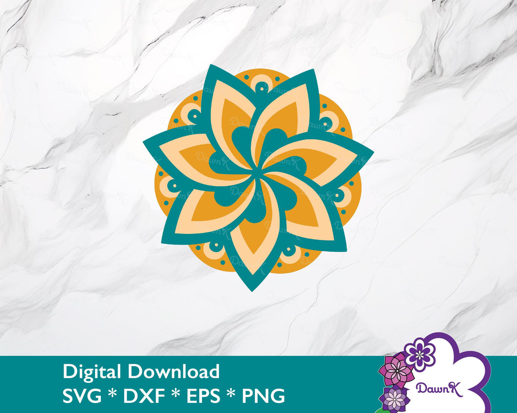 Layered Flower Mandala SVG | Floral Mandala | Dawn K Designs - So Fontsy
