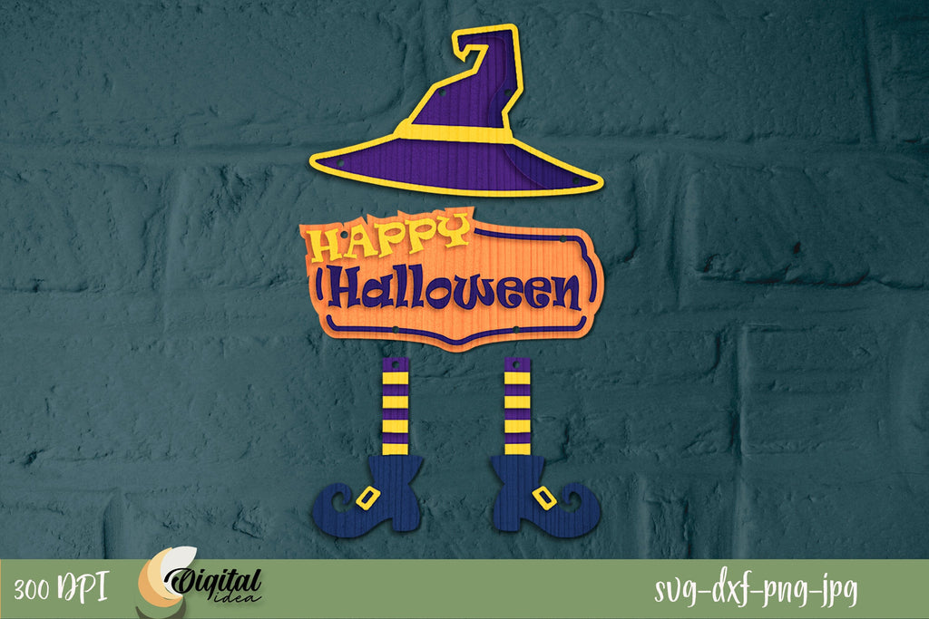 Layered Halloween signs Design. Witch SVG. Laser Cut - So Fontsy