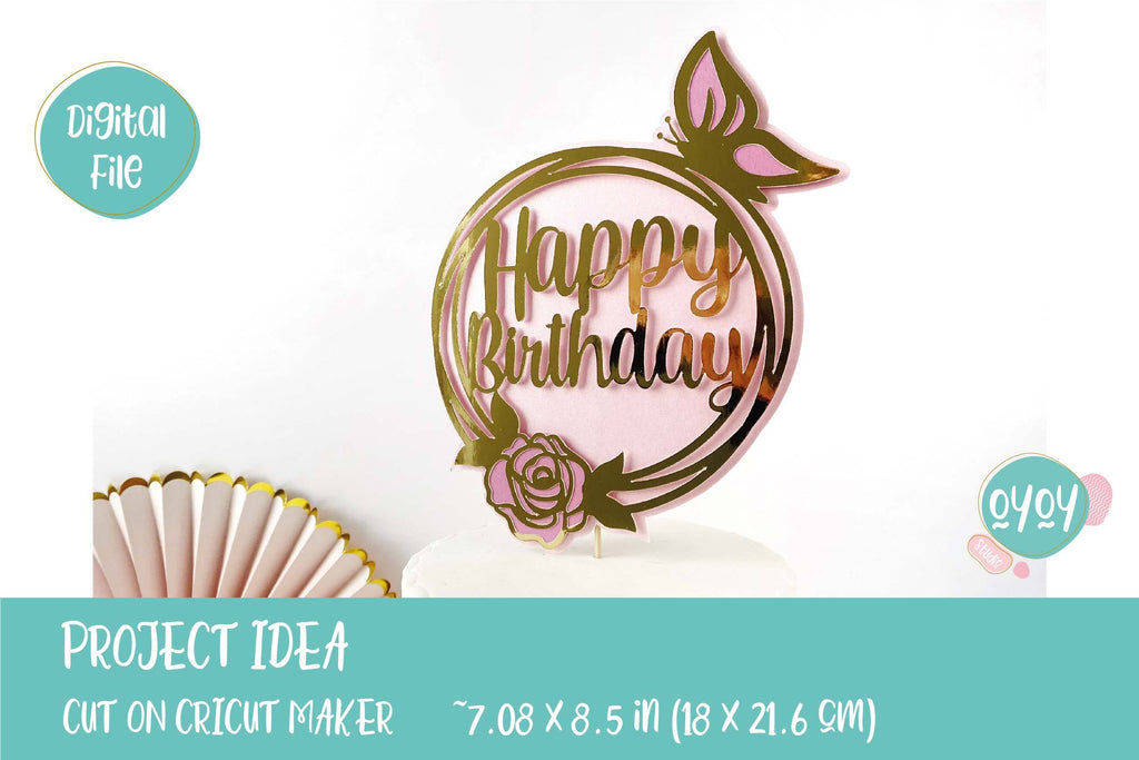 Layered Happy Birthday Cake Topper SVG | 3D Paper Craft - So Fontsy