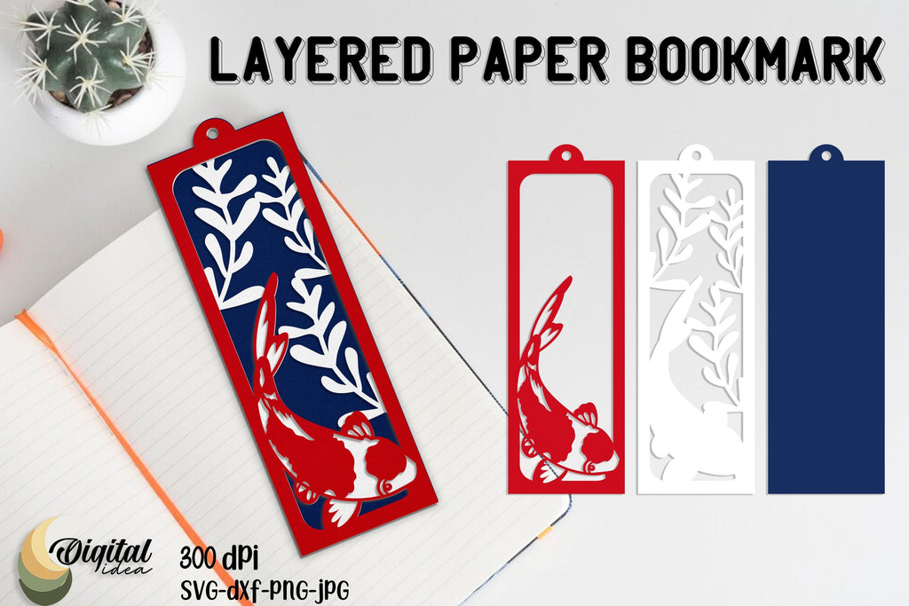 Layered Paper Bookmark. Cute Printable Bookmark Paper Cut - So Fontsy