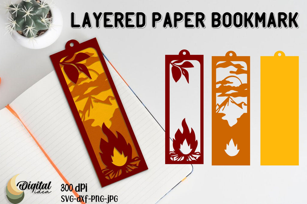 Layered Paper Bookmark. Cute Printable Bookmark Paper Cut - So Fontsy