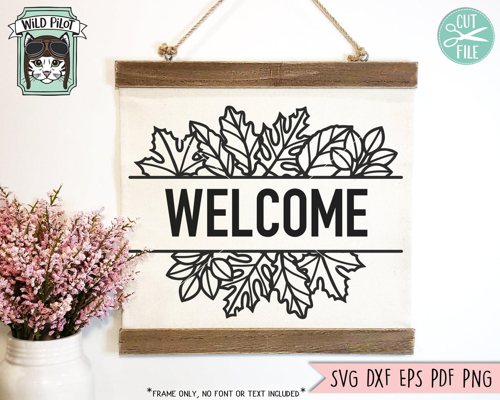 Leaf Border SVG, Leaf Monogram Frame SVG, Split Monogram Frame SVG ...