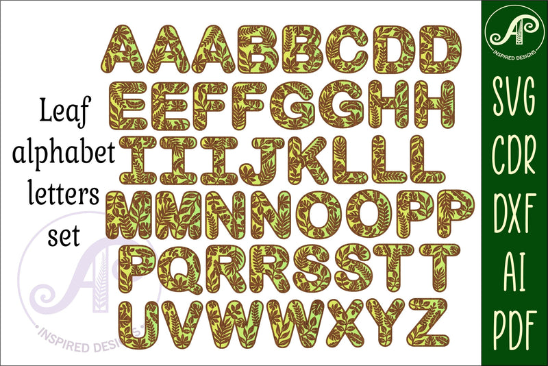 Leaf letters alphabet set. 47 layered letter - So Fontsy