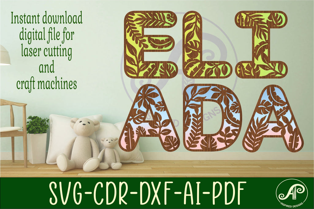 Leaf letters alphabet set. 47 layered letter - So Fontsy