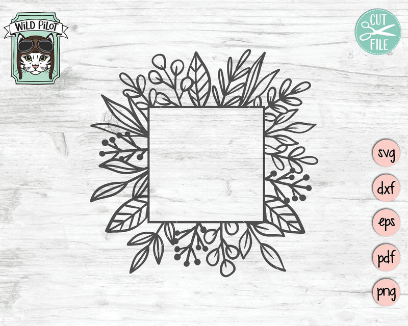 Leaf Split Monogram Frame SVG Cut File - So Fontsy