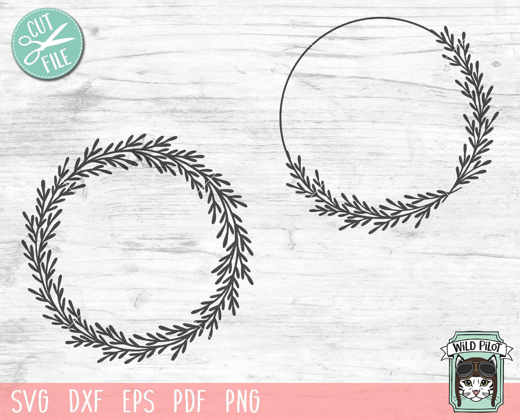 Leaf Wreath Monogram Frame SVG Cut File - So Fontsy