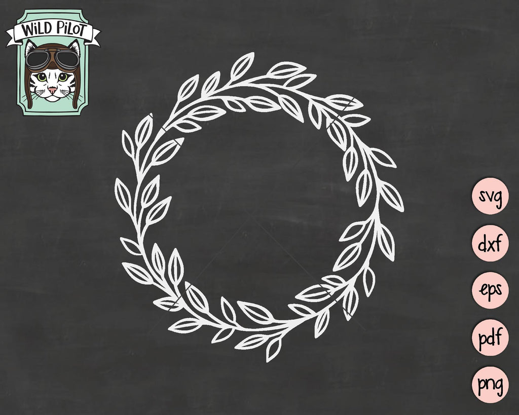 Leaf Wreath Monogram Frame SVG Cut File - So Fontsy