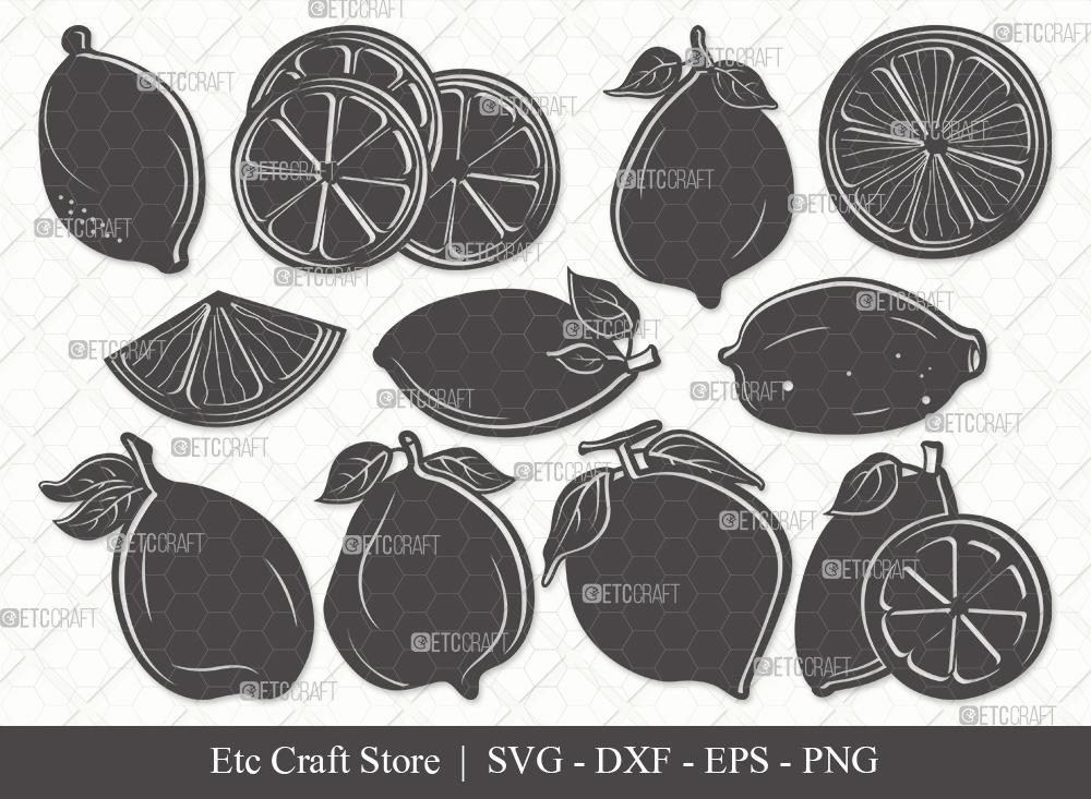 Lemon Silhouette SVG Cut File | Half Lemon Svg | Lime Svg | Fruit Svg ...
