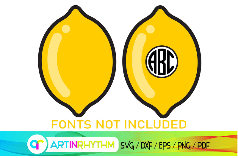 lemon svg, fruit monogram svg - So Fontsy