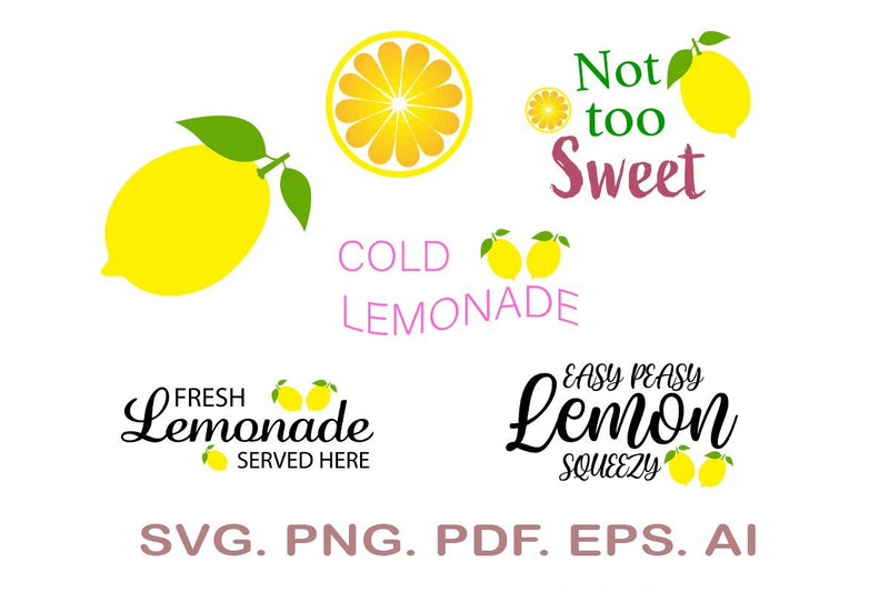 Lemon Svg, Summer Svg, Lemon Slice Svg, Bundle - So Fontsy