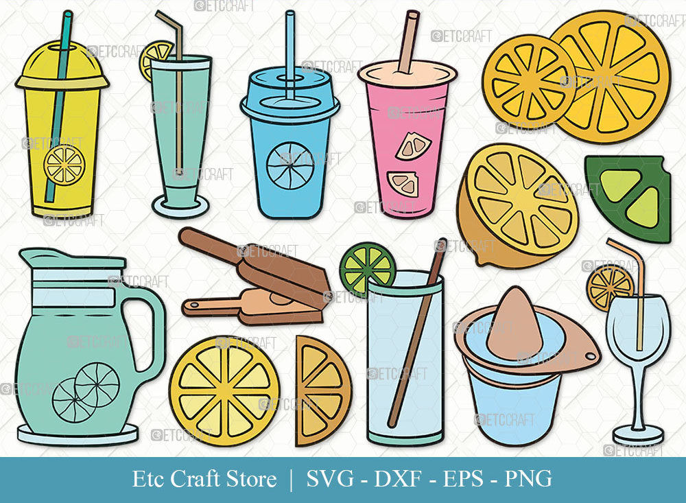 Lemonade SVG, Lemonade Clipart, Lemon Slice Svg, Lemon Juice Svg, Drink ...