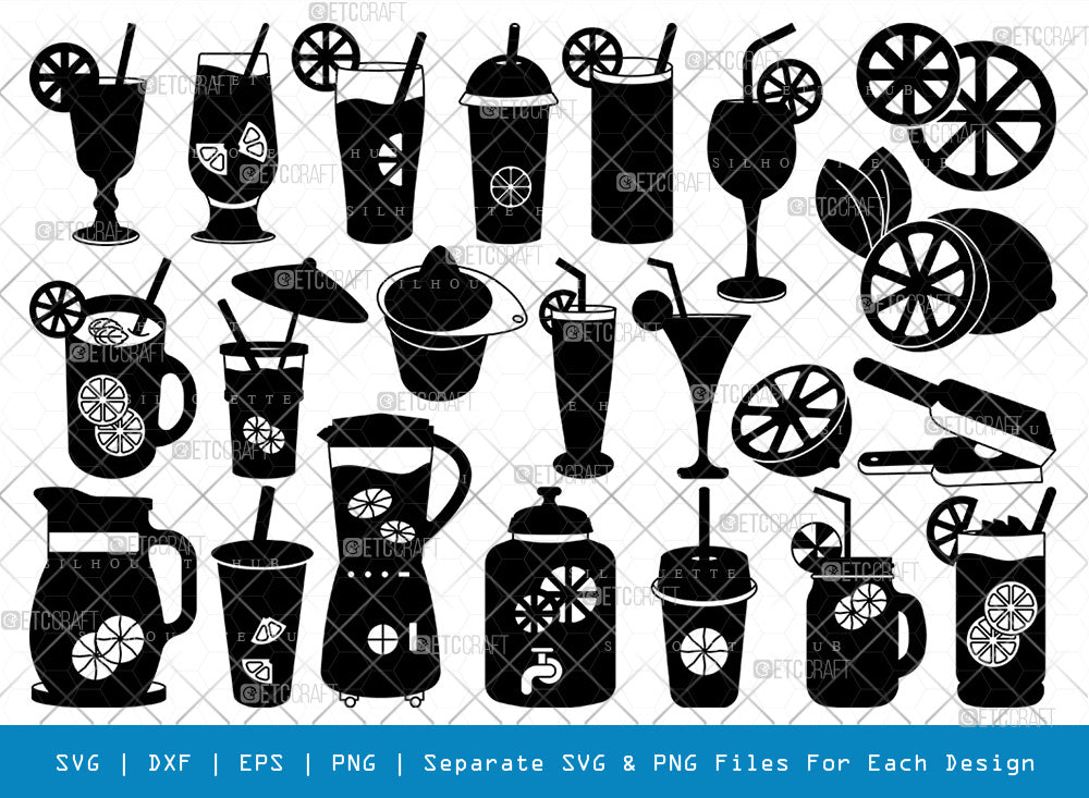 Lemonade SVG, Lemonade Silhouette, Lemon Slice Svg, Lemon Juice Svg ...