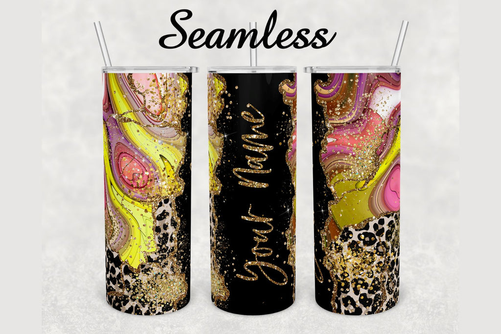 Leopard Alcohol Ink Glitter Marble Tumbler sublimation design 20 oz ...