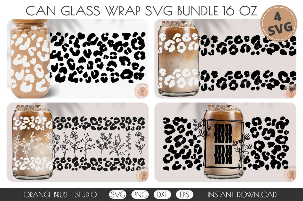 Leopard Print Can Glass Wrap Bundle for Cricut Beer Can Glass 16 Oz ...