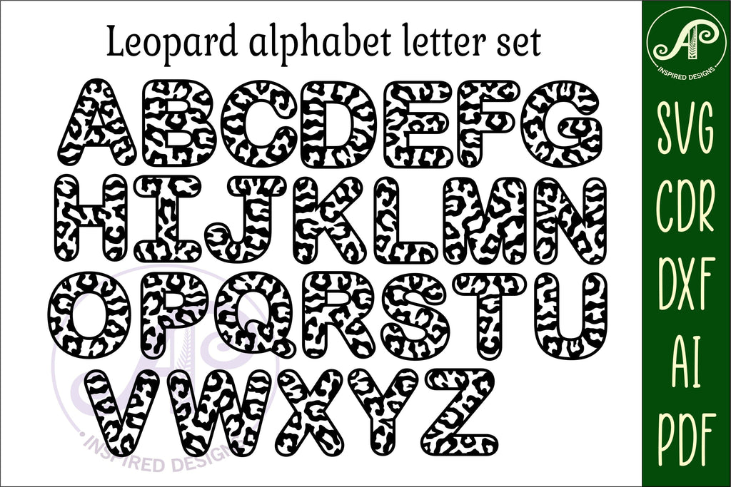 Leopard print letters alphabet set. 26 layered letter - So Fontsy