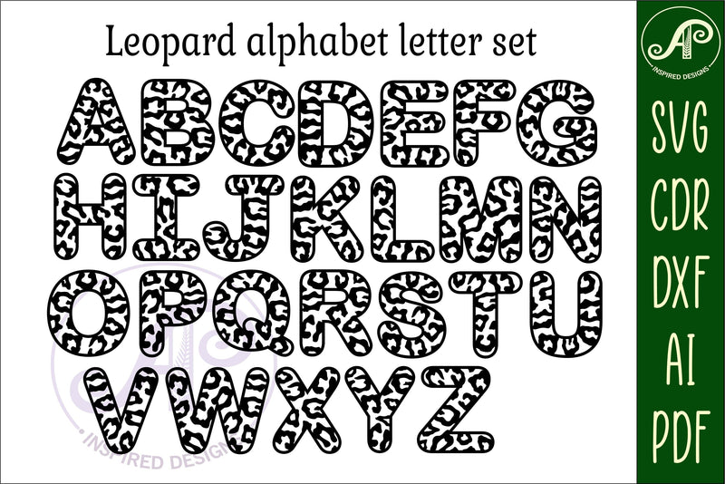 Leopard print letters alphabet set. 26 layered letter - So Fontsy