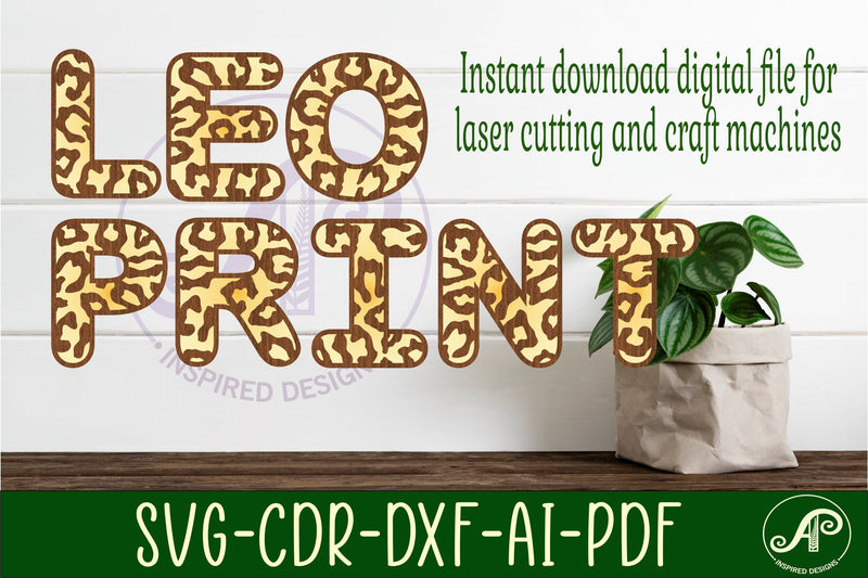 Leopard print letters alphabet set. 26 layered letter - So Fontsy