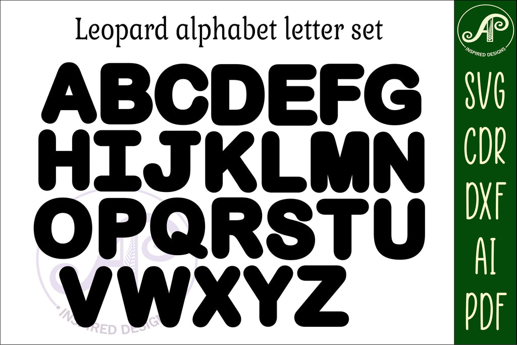 Leopard print letters alphabet set. 26 layered letter - So Fontsy
