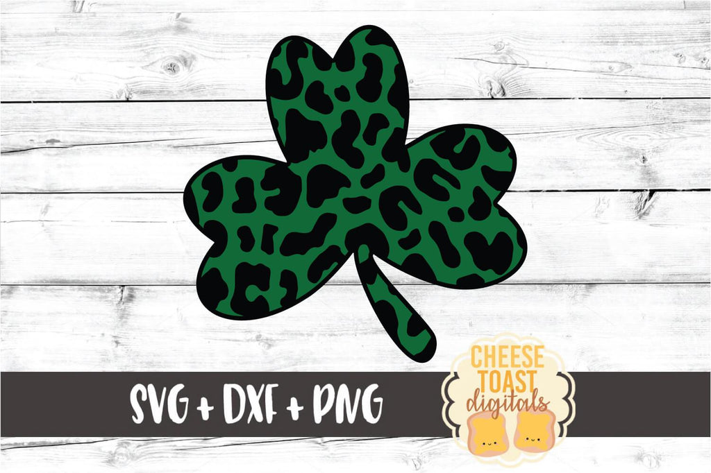 Leopard Print Shamrock - St Patrick's Day SVG PNG DXF Cut Files - So Fontsy