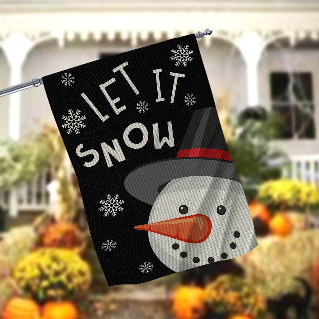 Let It Snow Snowman Snowflake Garden Flag, Double Sided House Flag ...