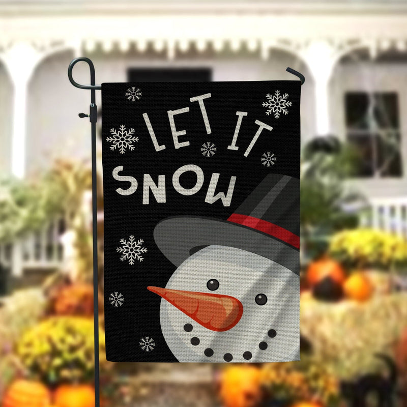 Let It Snow Snowman Snowflake Garden Flag, Double Sided House Flag ...