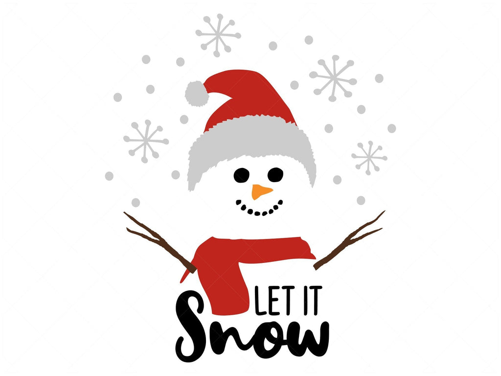 Let it Snow SVG PNG DFX, Snowman svg , Christmas Snowman in Santa Hat ...