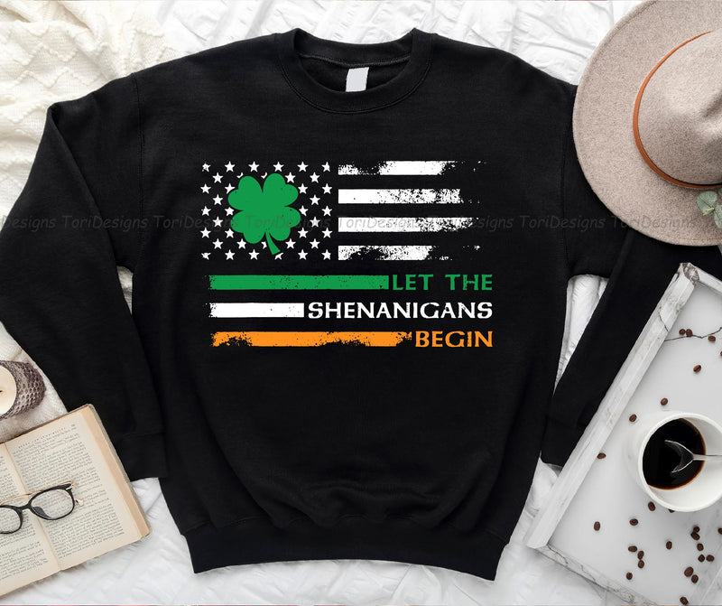 Let The Shenanigans Begin Irish American Flag St Patrick Day - So Fontsy