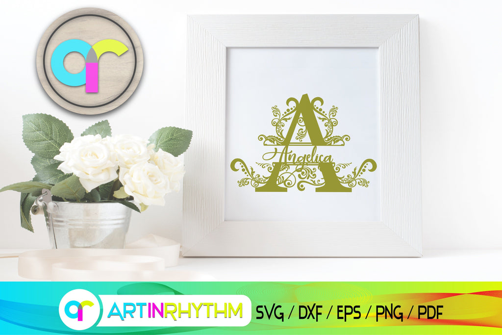 letter A, A svg, split monogram svg - So Fontsy