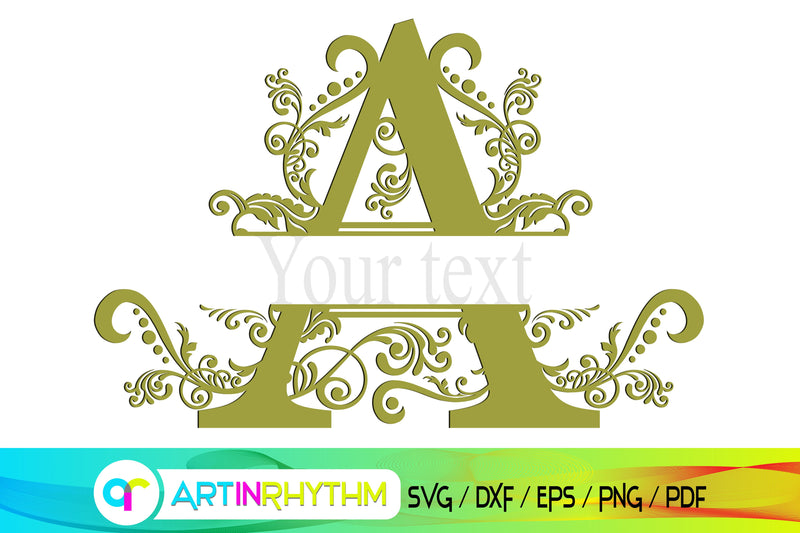 letter A, A svg, split monogram svg - So Fontsy