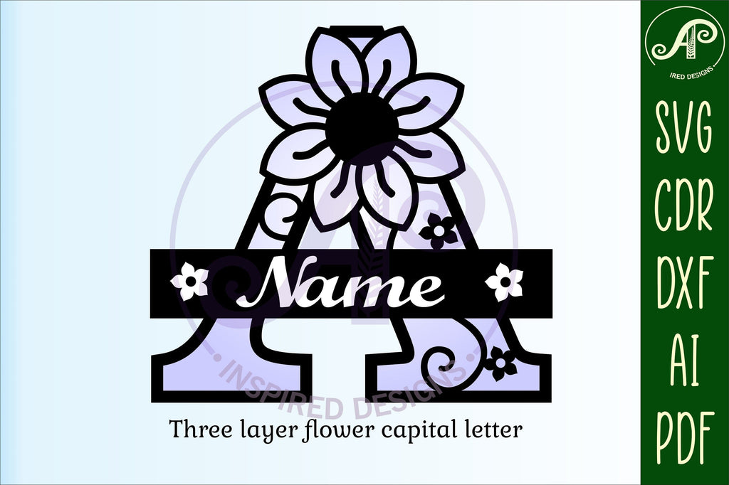 Letter A Flower Layer Monogram SVG File - So Fontsy