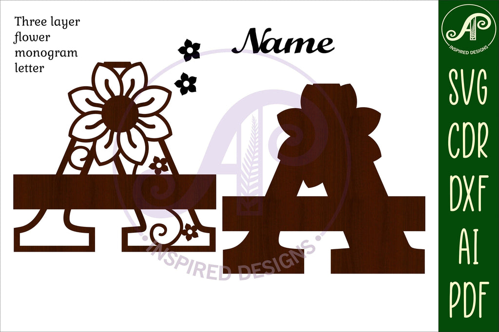 Letter A Flower Layer Monogram SVG File - So Fontsy
