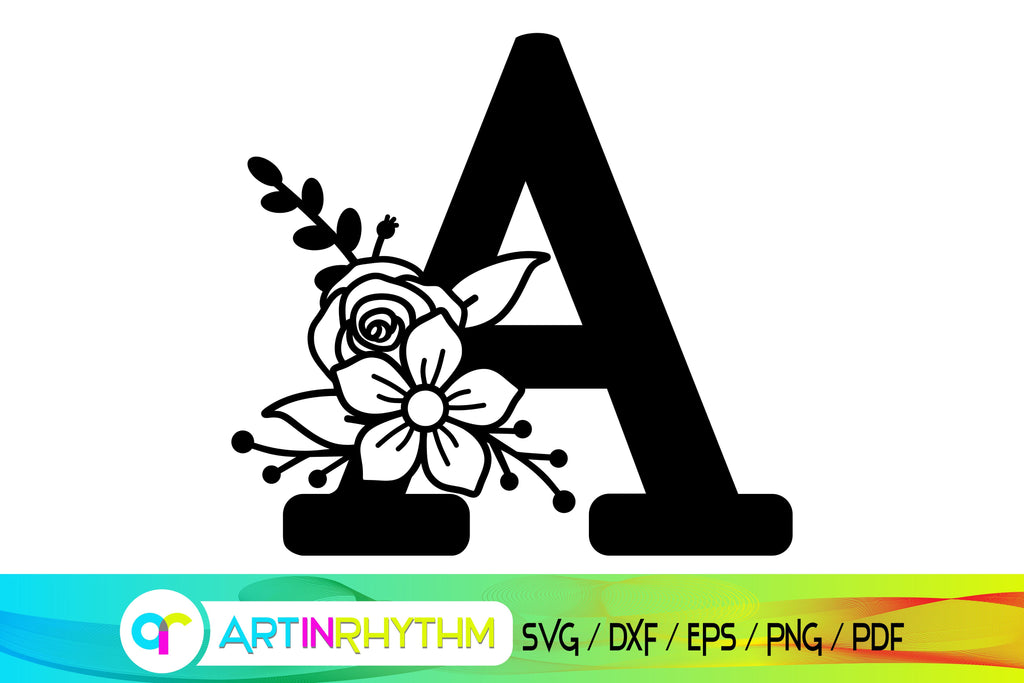 letter a svg, floral alphabet svg - So Fontsy