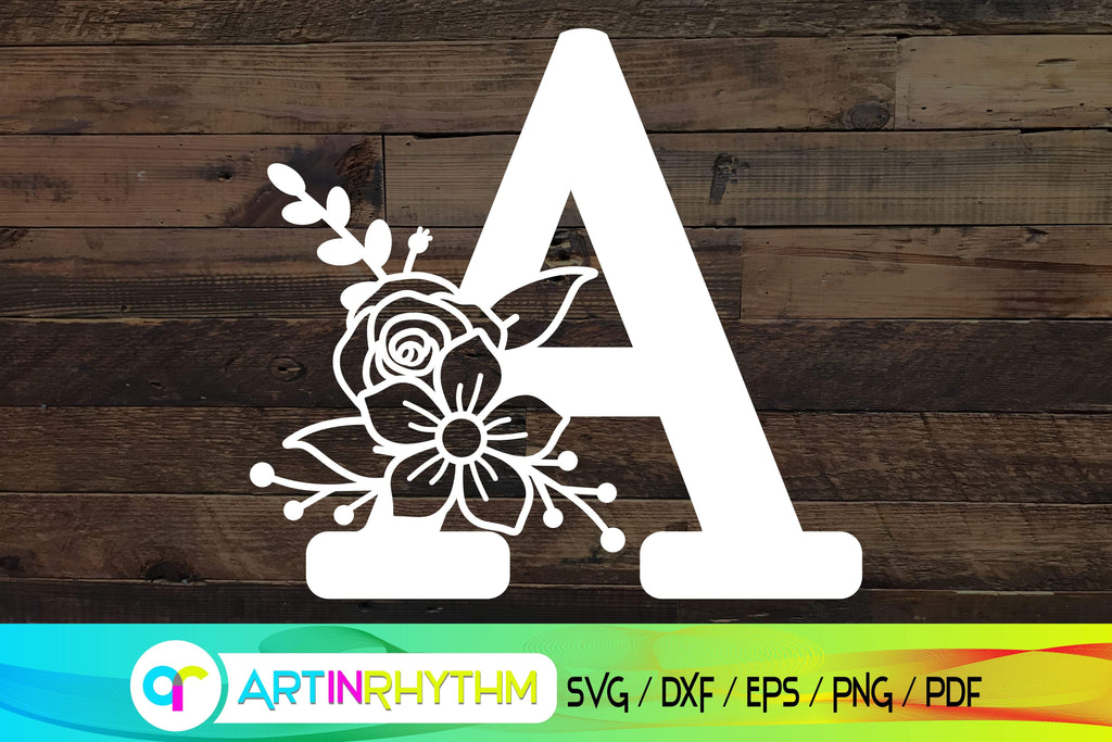letter a svg, floral alphabet svg - So Fontsy