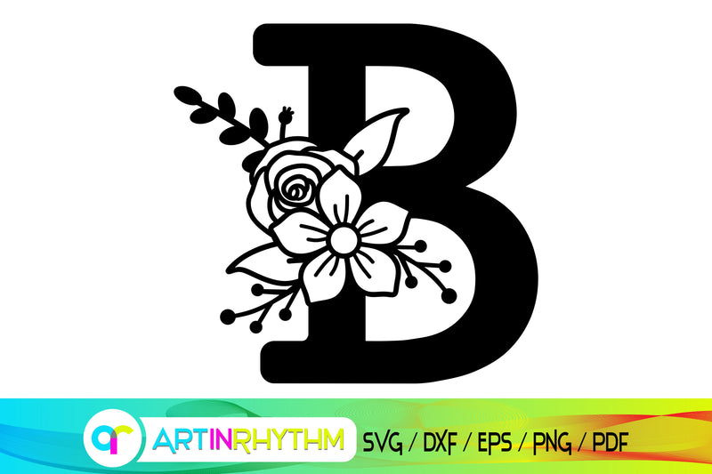 letter b svg, floral alphabet svg - So Fontsy