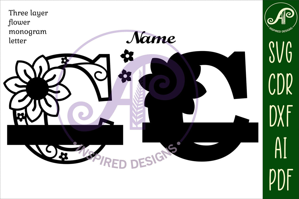 Letter C Flower Layer Monogram SVG File - So Fontsy